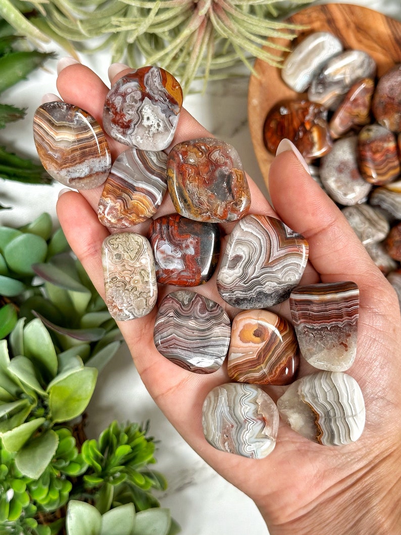 Crazy Lace Agate Flat Tumble | S, L | - No. 457 (polished Red Crystal ...