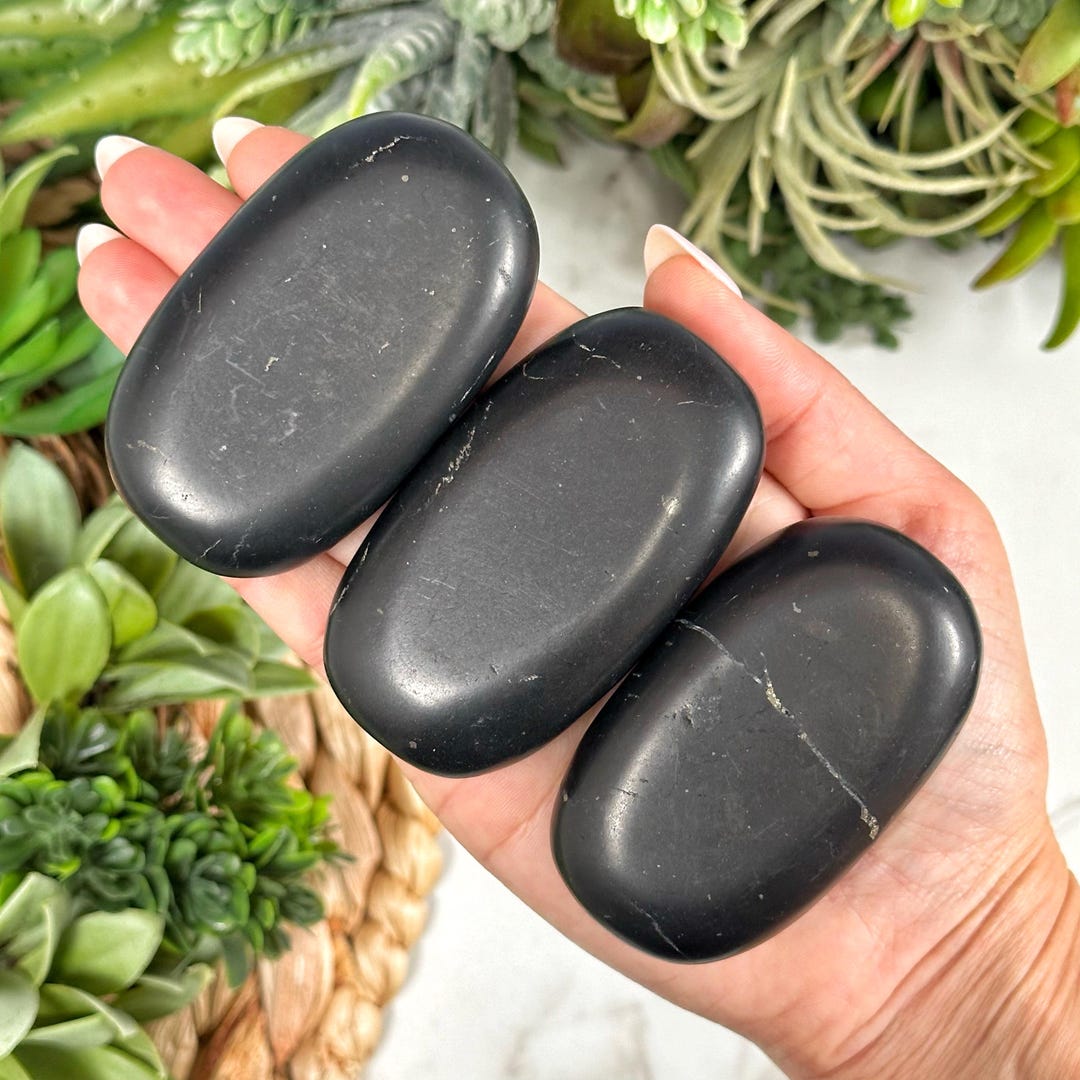 One Shungite Palmstone - Root Chakra - No. 183 - Etsy