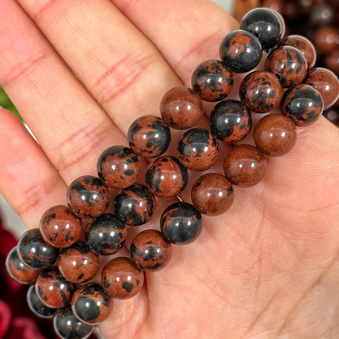 Mahogany Obsidian Bracelet - Root Chakra - No. 709 - Etsy
