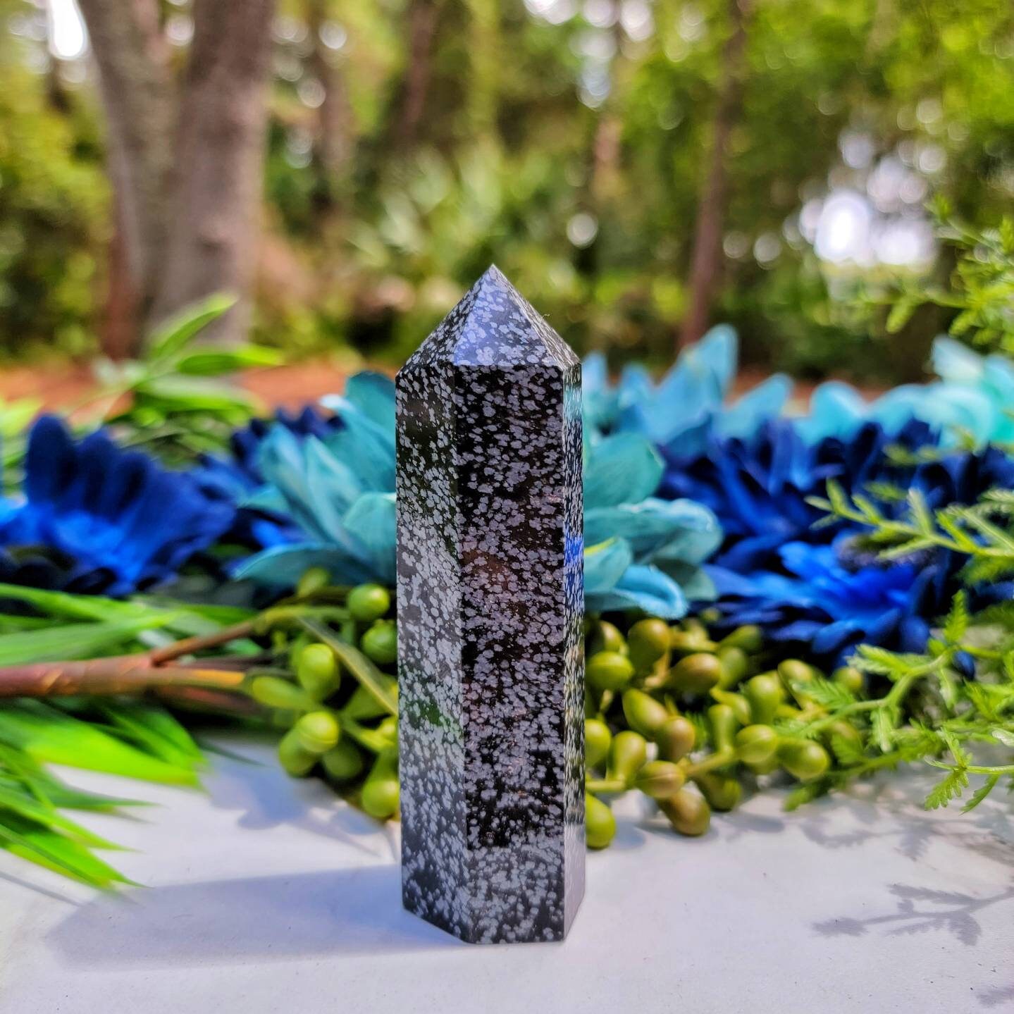 Snowflake Obsidian Point Self-standing Obsidian Stone - Etsy