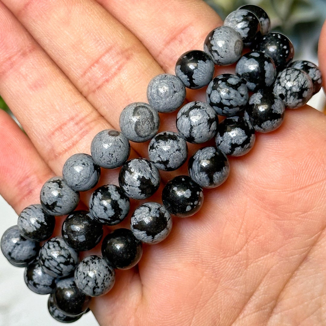 Snowflake Obsidian Bracelet - Root Chakra - No. 692 - Etsy