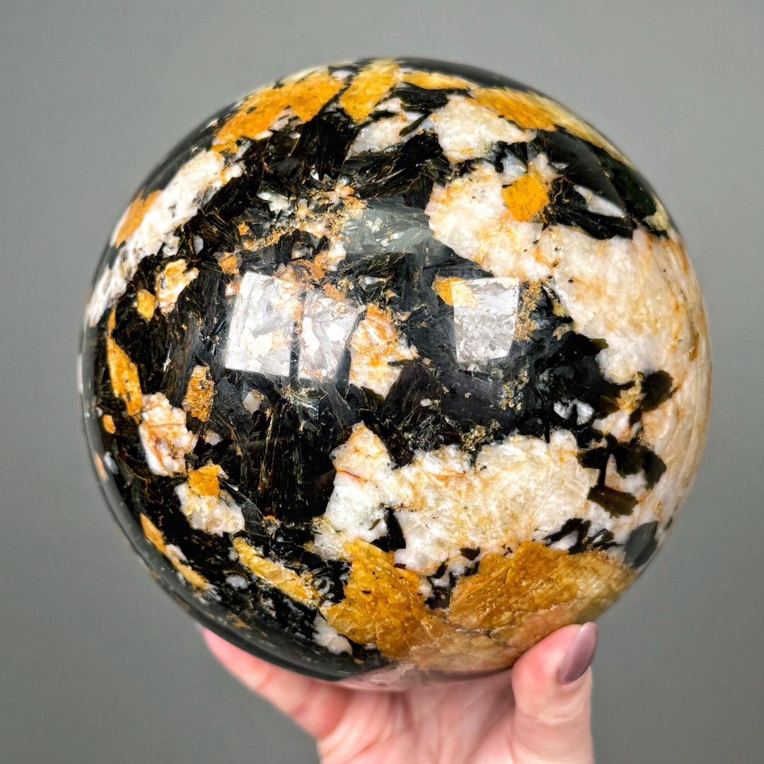Imperial Topaz With Biotite Sphere | 143mm | - #S37 (polished Yellow ...