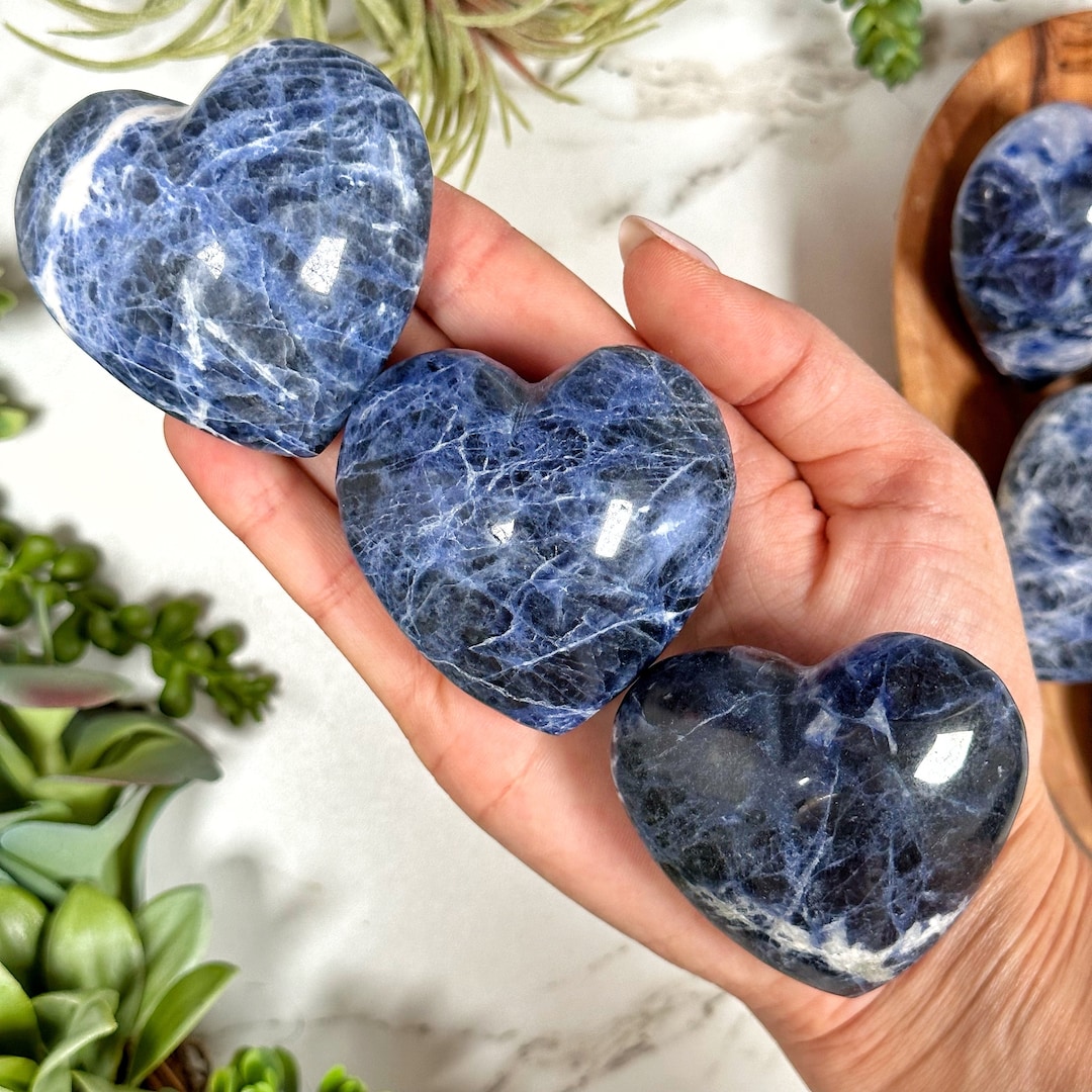 Sodalite Heart | 3-4 Oz | - No. 222 (polished Blue Crystal Carving ...