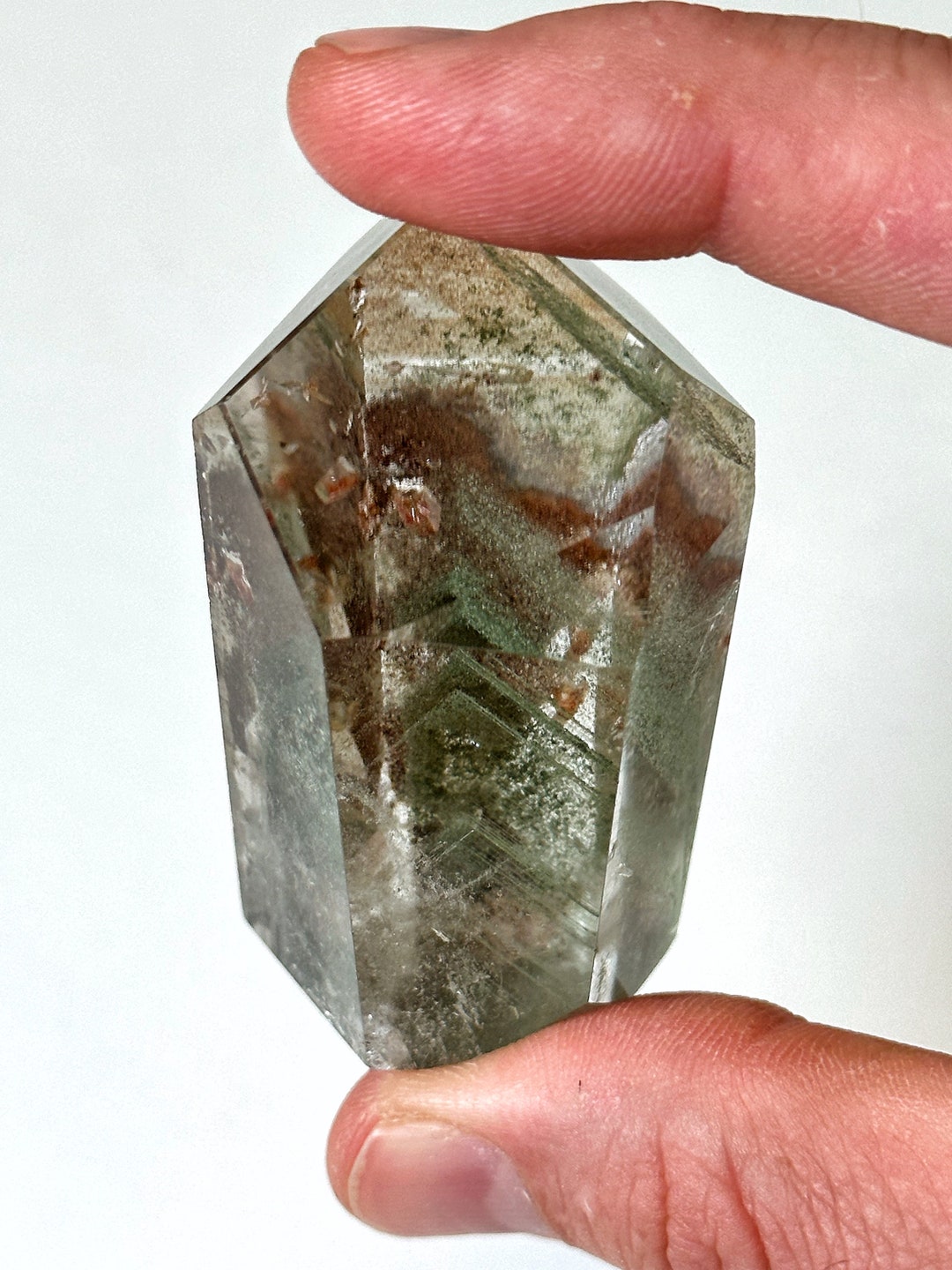 Chlorite Phantom in Quartz Polished Point Garden Quartz Lodalite 102 - Etsy