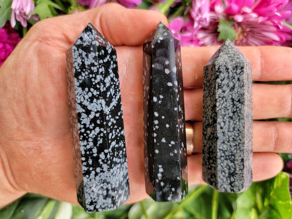 Snowflake Obsidian Point Self-Standing Obsidian Stone | Etsy