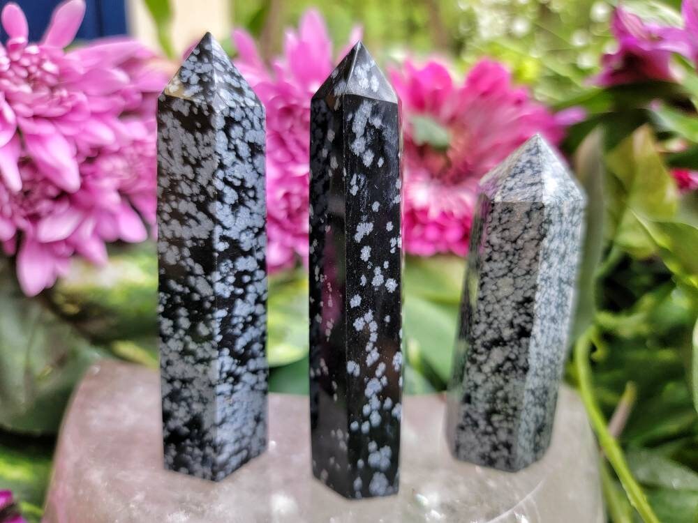 Snowflake Obsidian Point Self-Standing Obsidian Stone | Etsy