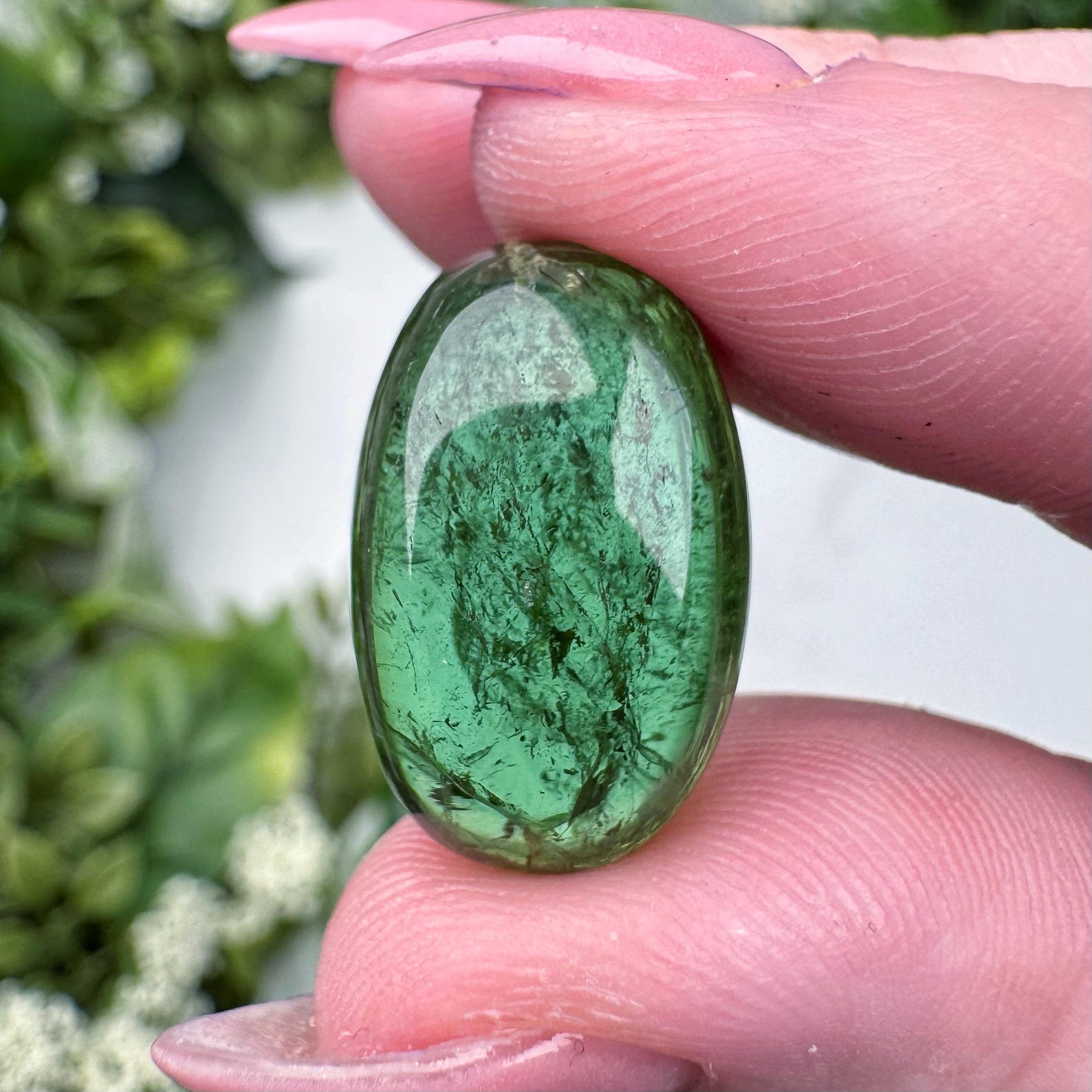 Green Tourmaline Cabochon | 3g | - #3 (polished Crystal Jewelry ...