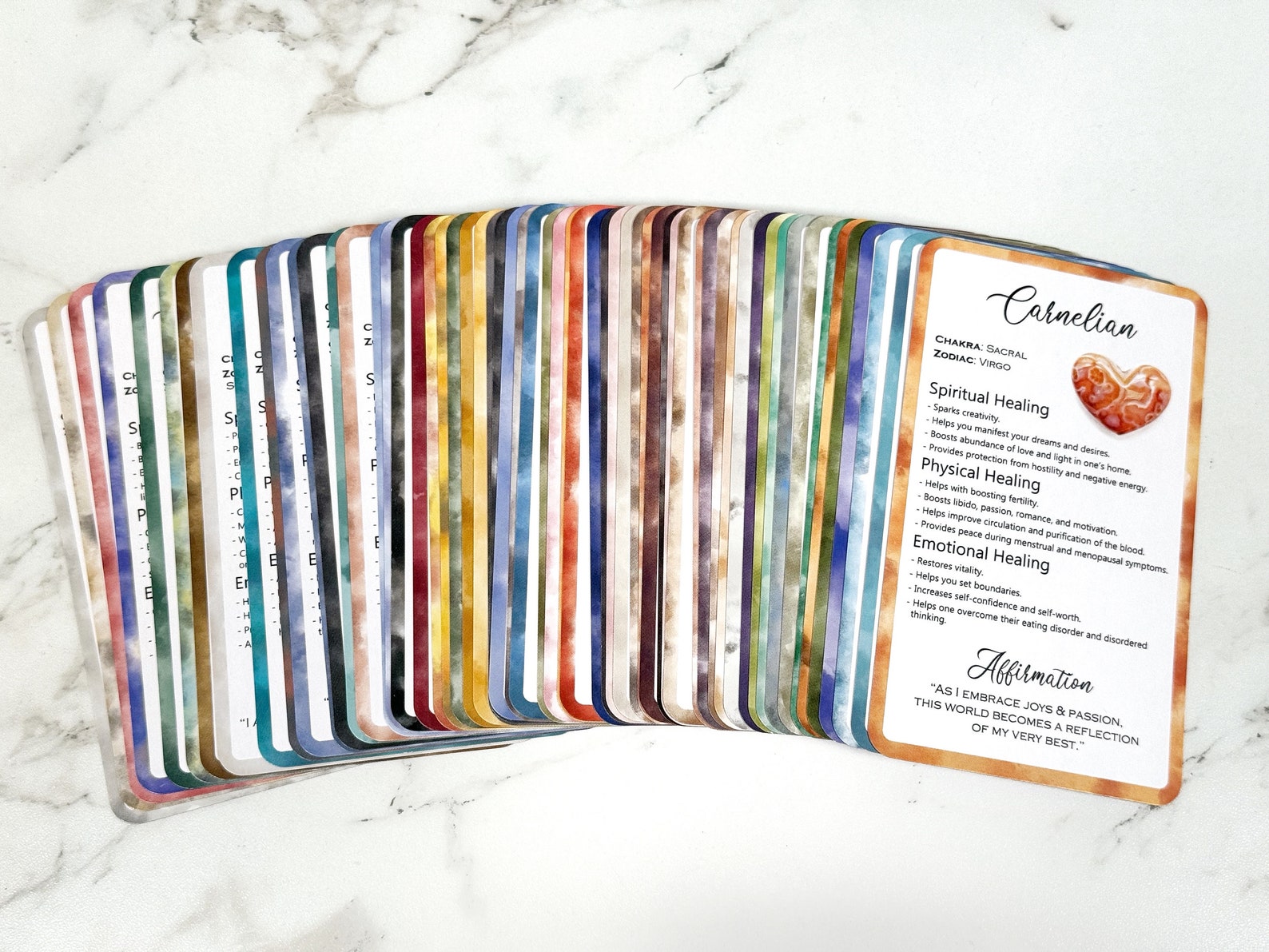 Intuitive 60 Card Crystal Deck Made by Rachel Healing Information Cards ...