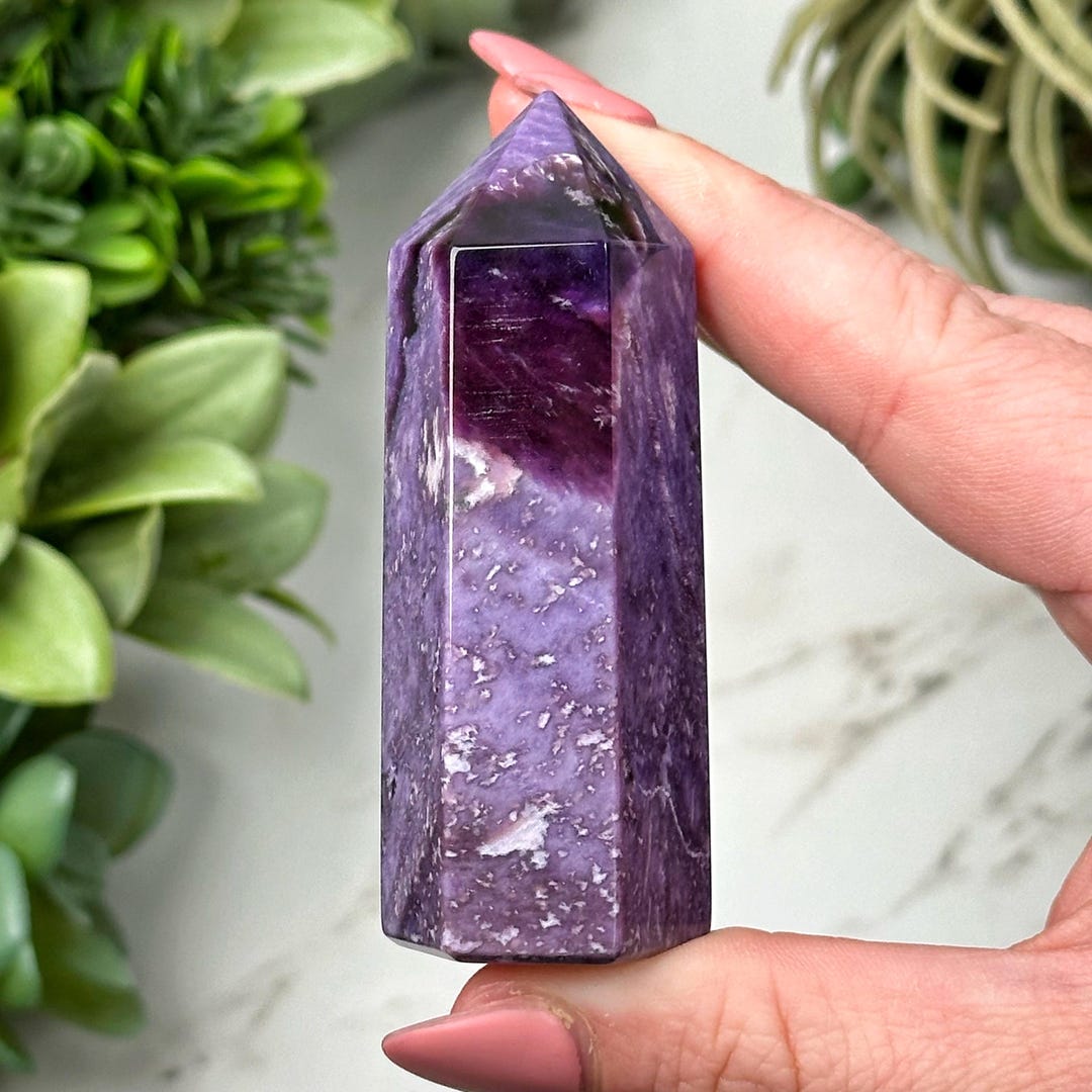 Charoite Point | 68g | - #8 (polished Purple Crystal Tower, Crown ...