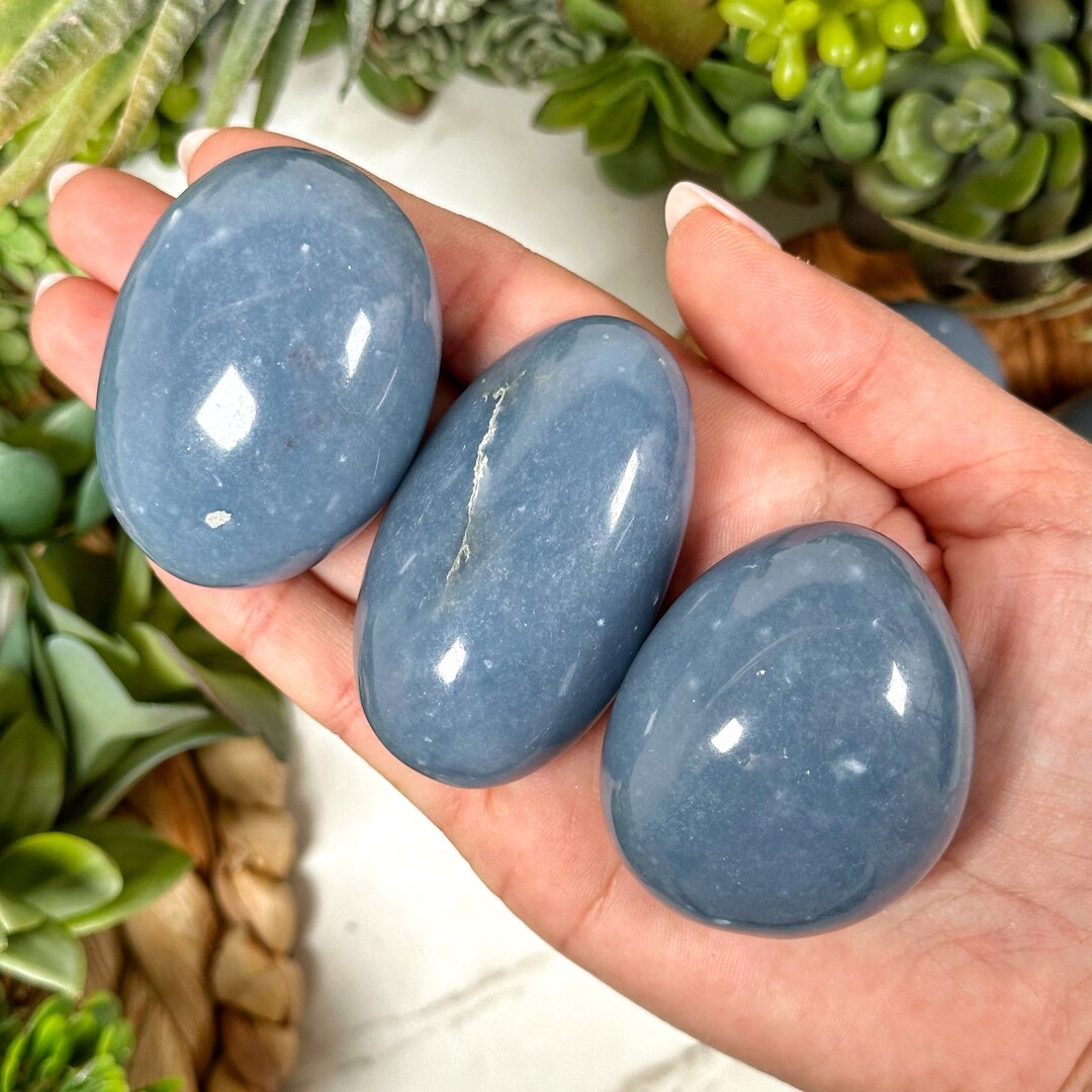 Angelite Palmstones - Throat Chakra - No. 860 - Etsy