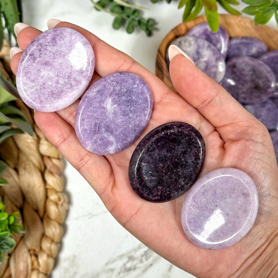 Lepidolite Worry Stone - Heart and Third-eye Chakra - No. 371 - Etsy