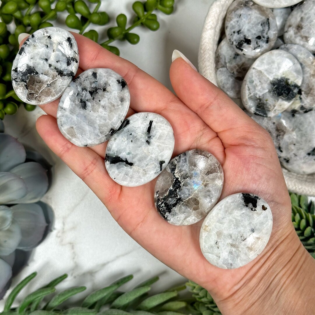 Rainbow Moonstone Worry Stone Crown Chakra No. 338 - Etsy