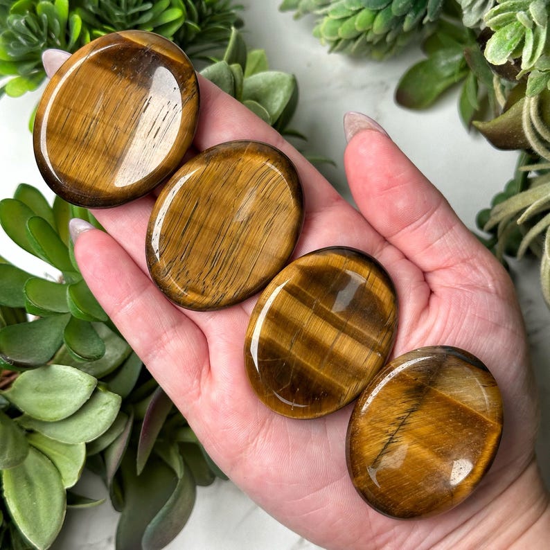 Flashy Tiger's Eye Calming Stone | 38mm | - No. 388 (yellow Pocket ...