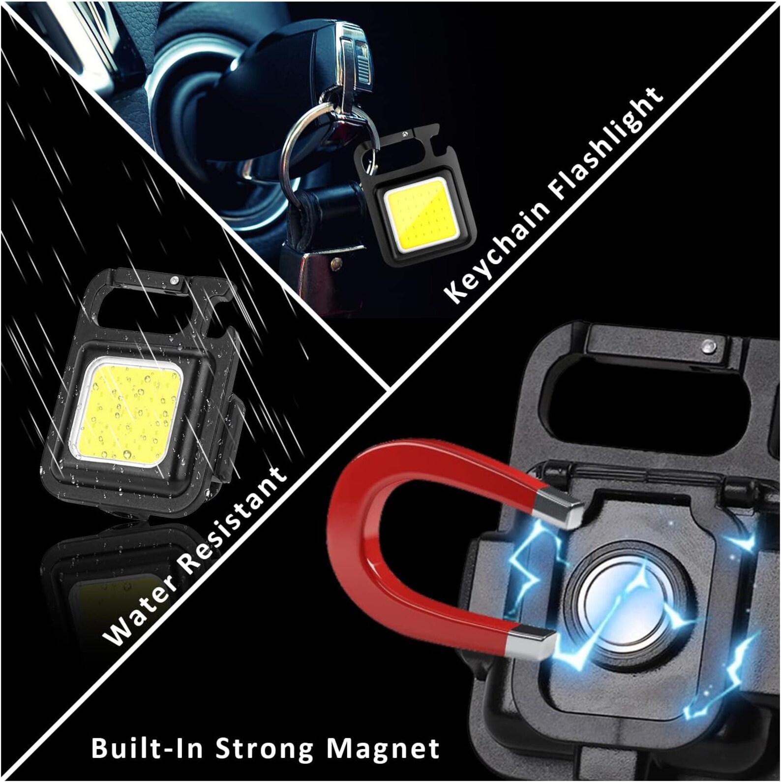 COB LED Keychain Light & Multi Function USB-C Rechargable Cable ...