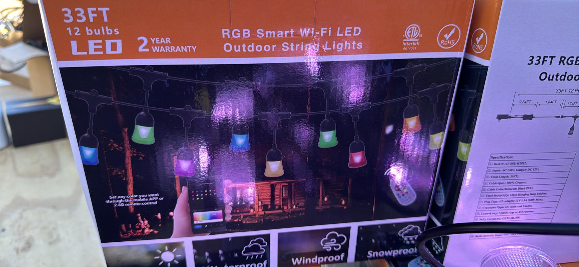 Outdoor String Lights Plug-in Multi Color White LED Smart Wifi LED ...