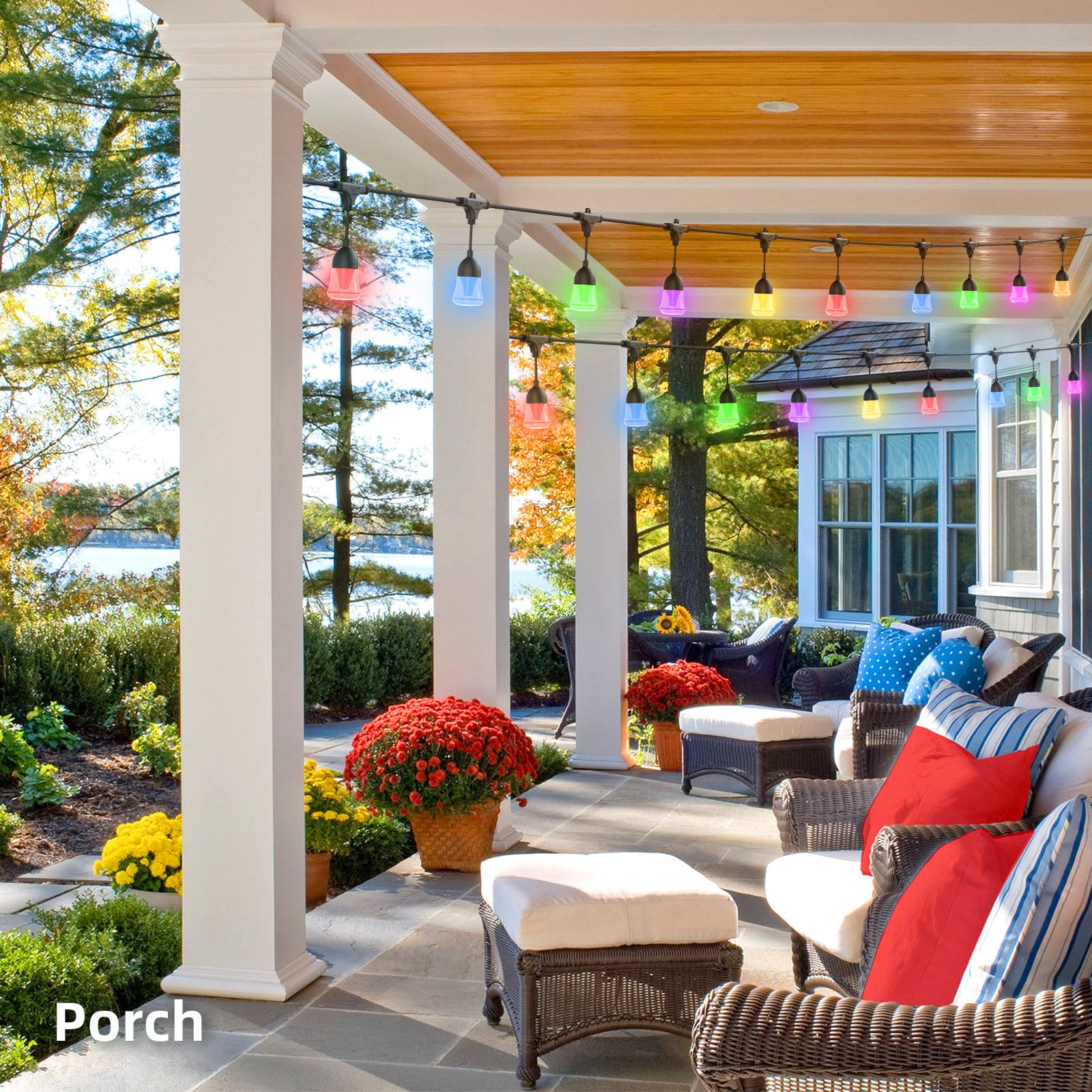 Outdoor String Lights Plug-in Multi Color White LED Smart Wifi LED ...