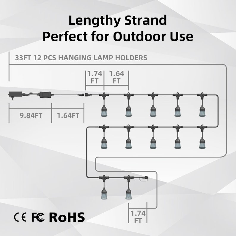 Outdoor String Lights Plug-in Multi Color White LED Smart Wifi LED ...