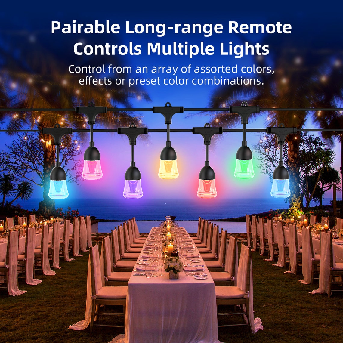 Outdoor String Lights Plug-in Multi Color White LED Smart Wifi LED ...