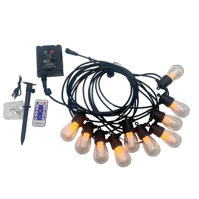 Solar Flame String Lights 48' LED Effect Light Fire Candle Effect ...