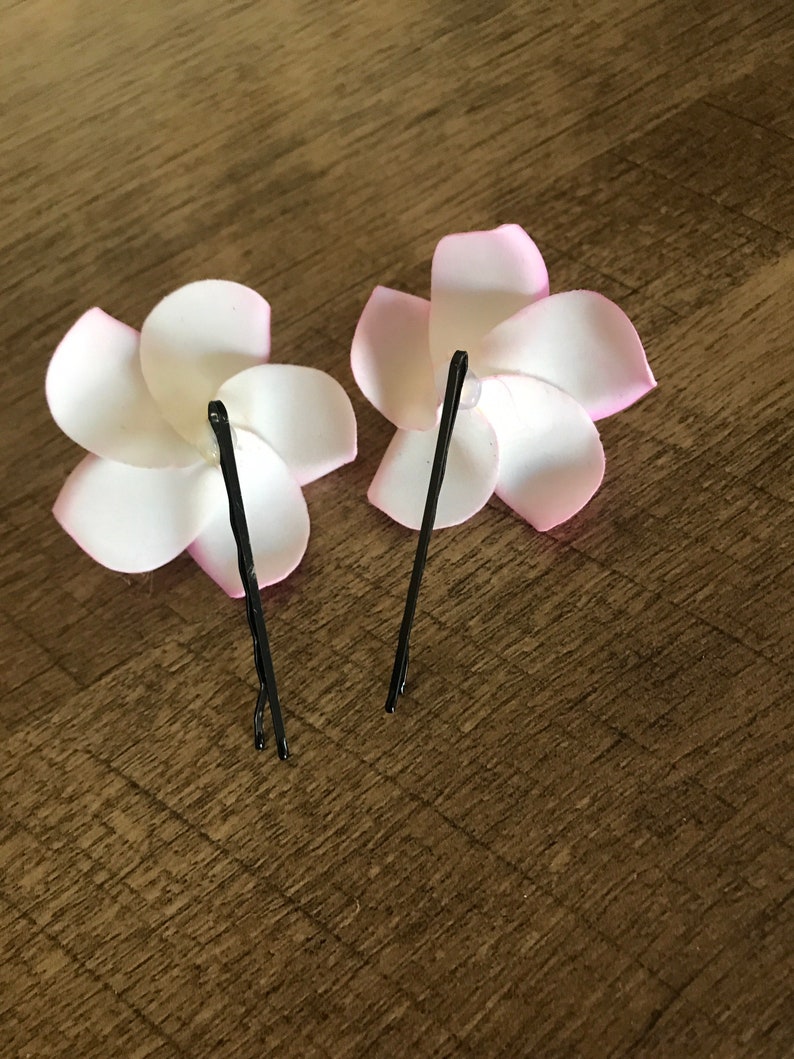 Handmade Plumeria Flower Hair Clips: Tropical Hawaiian Wedding ...