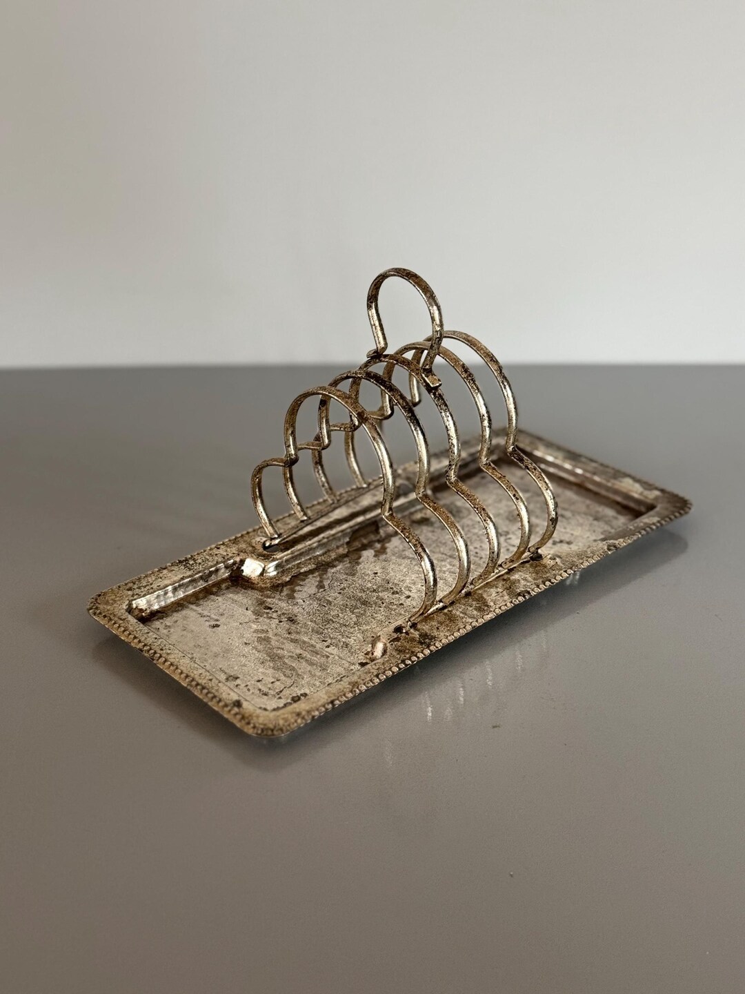 Antique Toast Rack With Tray Made in England Silver Plate Letter Holder ...