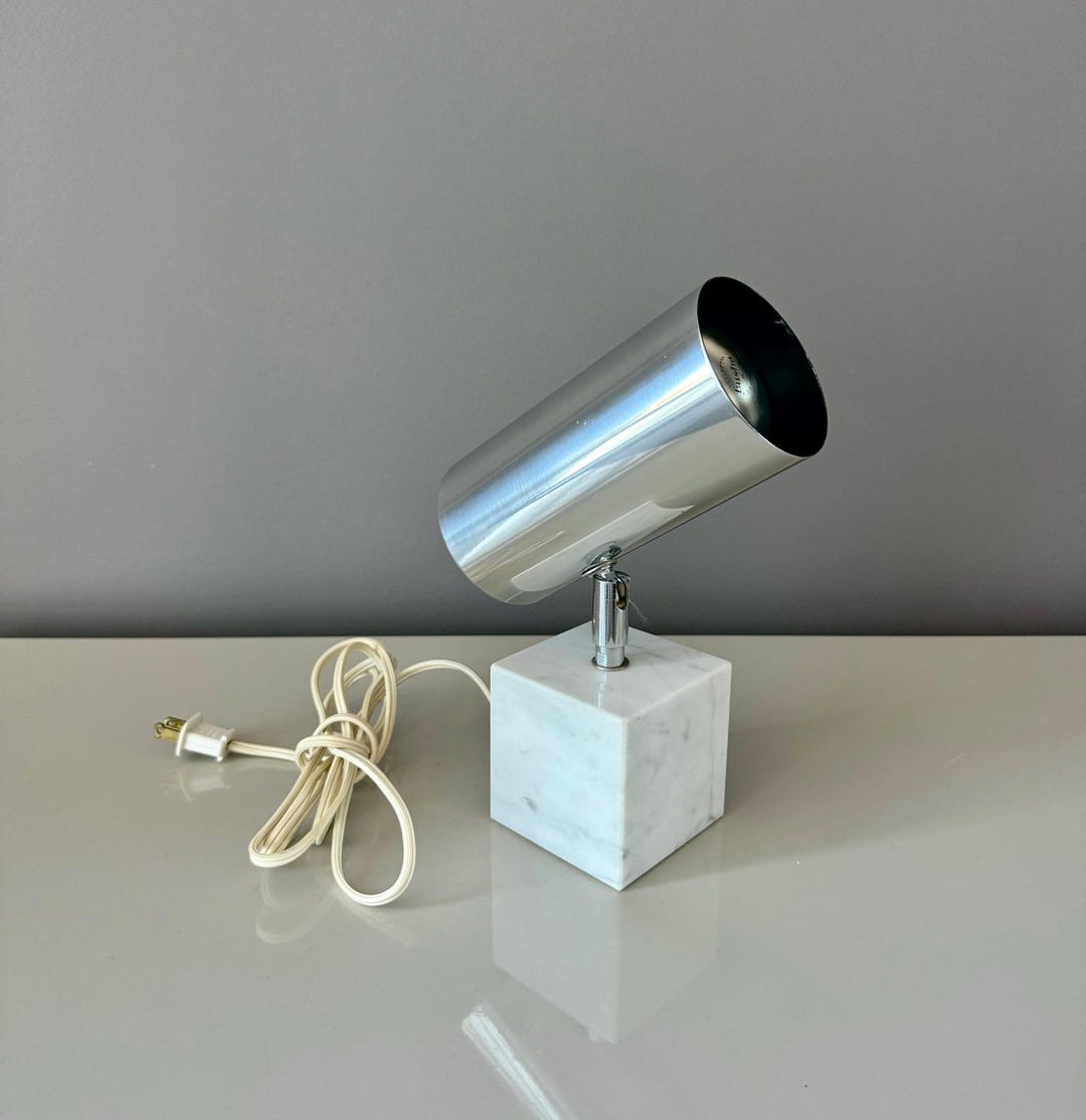 Vintage Neal Small for Koch & Lowry Chrome Spotlight Lamp With Marble ...