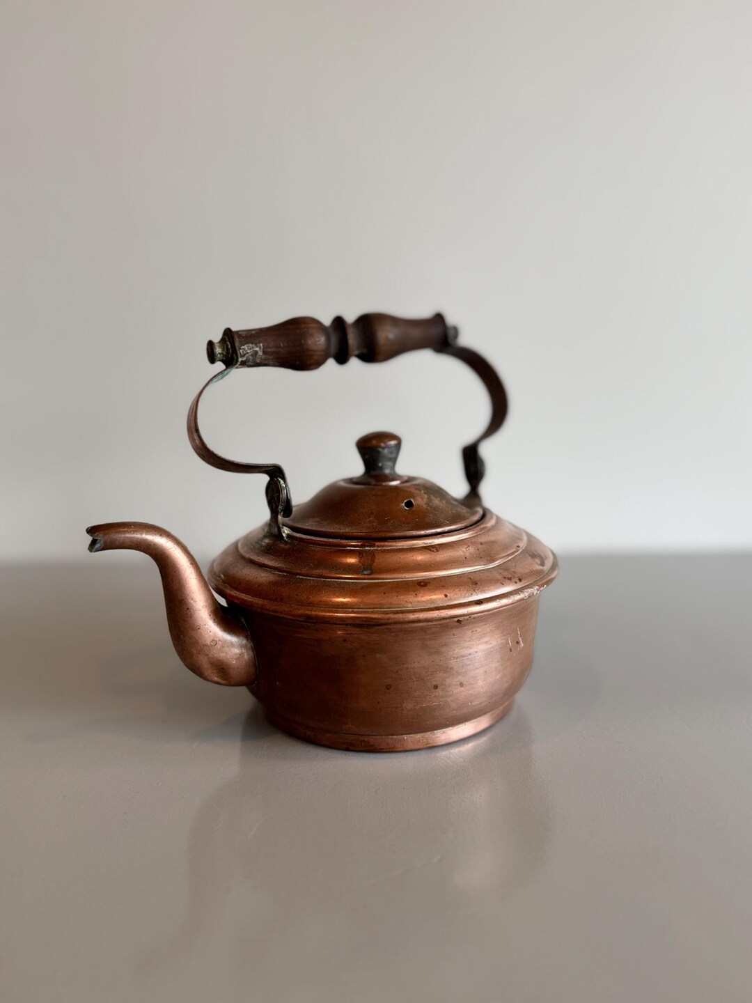 Antique French Copper Tea Kettle With Wood Handle Rare Meret, Lelong ...