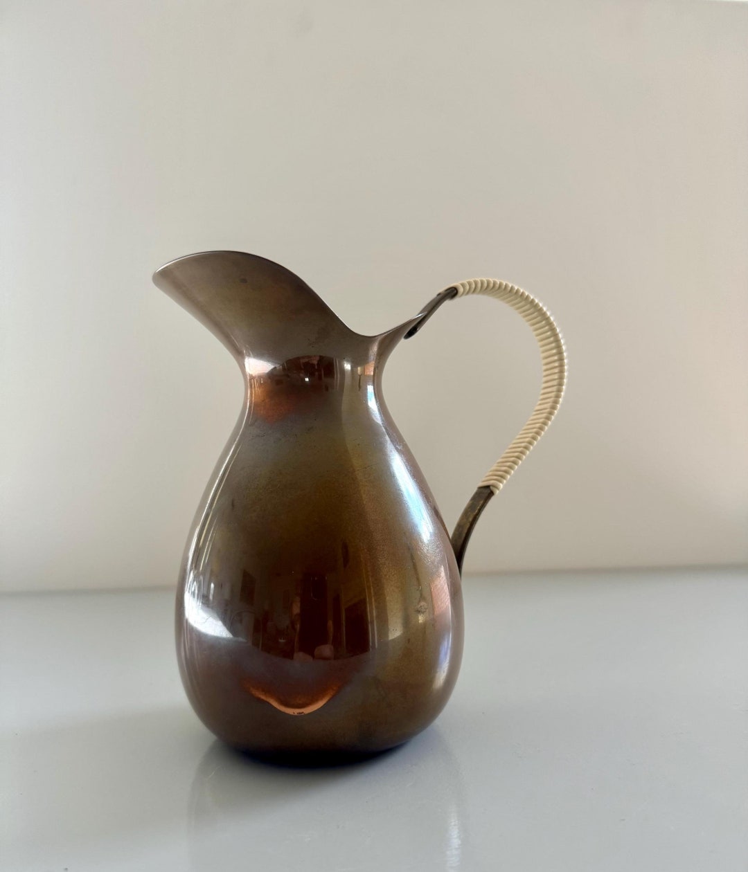 Vintage Copper Pitcher / Creamer / Vase With Wrapped Brass Handle - Etsy