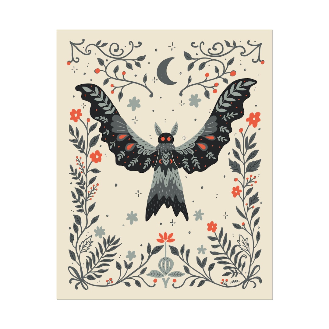 Mothman Art Print Mothman Poster Cryptid Print Crptozoology Print ...