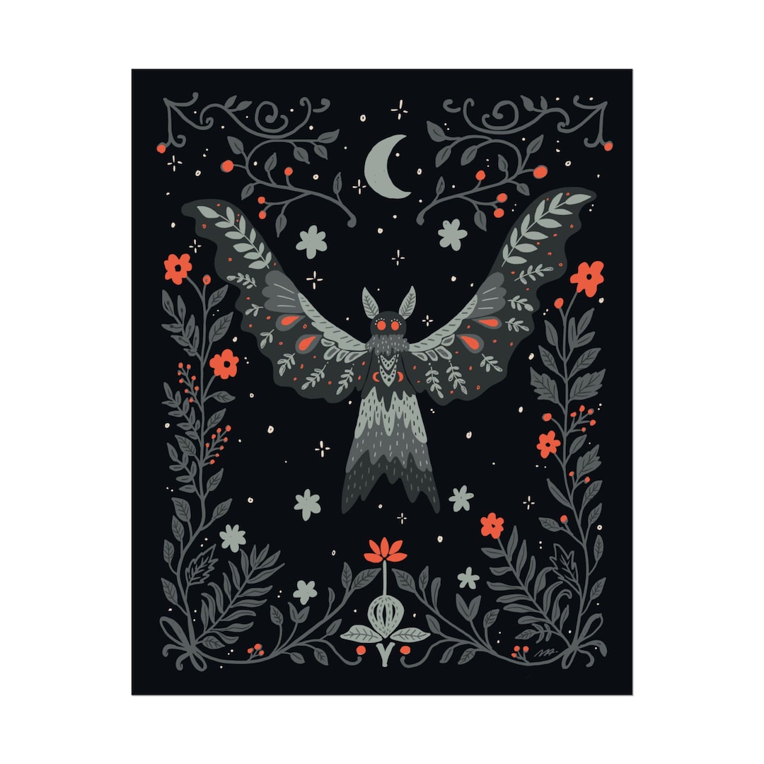 Mothman Art Print Mothman Poster Cryptid Print Crptozoology Print Mothman Wall Art Home Decor ...