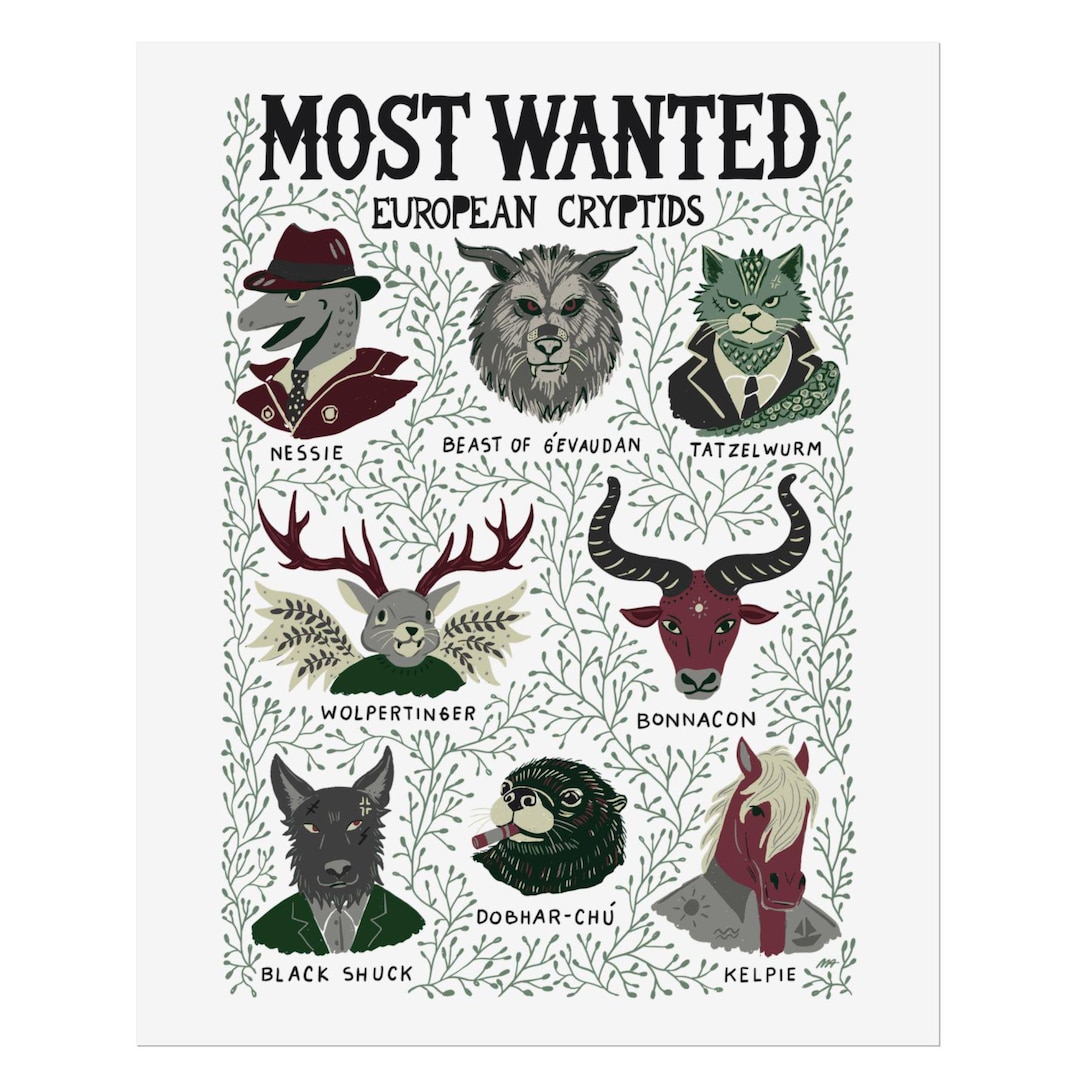 European Cryptids Art Print Crptozoology Print Cryptid Wall Art Cryptid Home Decor Gift for ...
