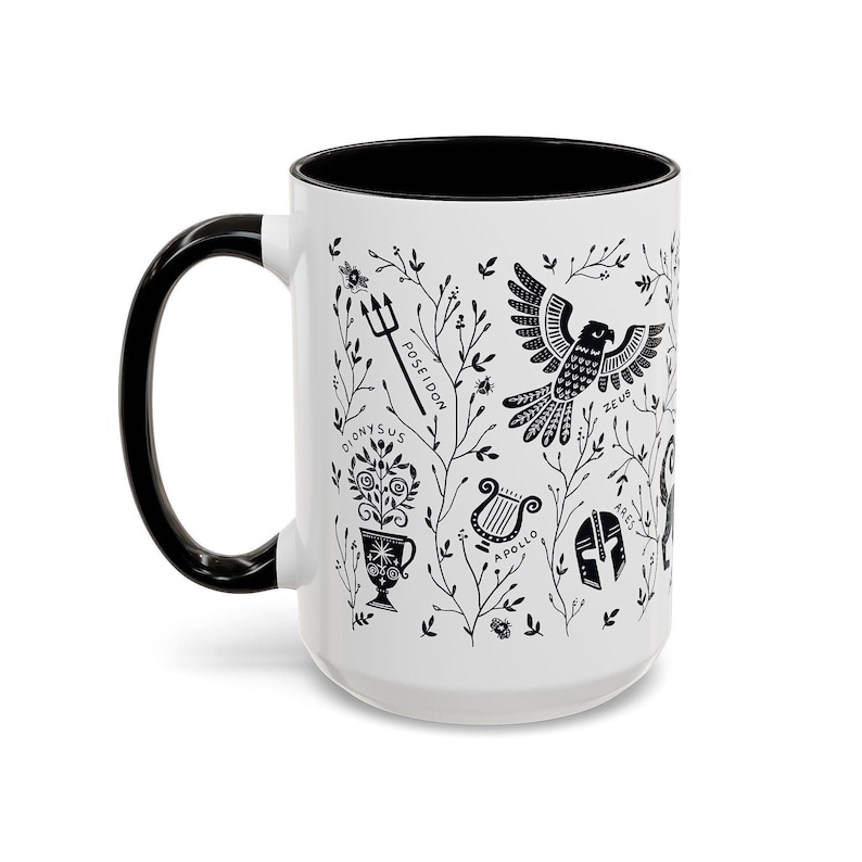 Greek Gods Coffee Mug: Hand-drawn Mythology Folk Art Design - Etsy