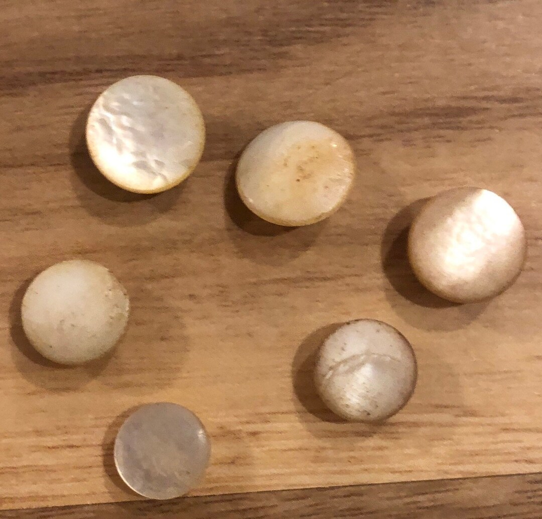 Vintage Small Shank Buttons | White Textured | 6 Button Set Plastic ...