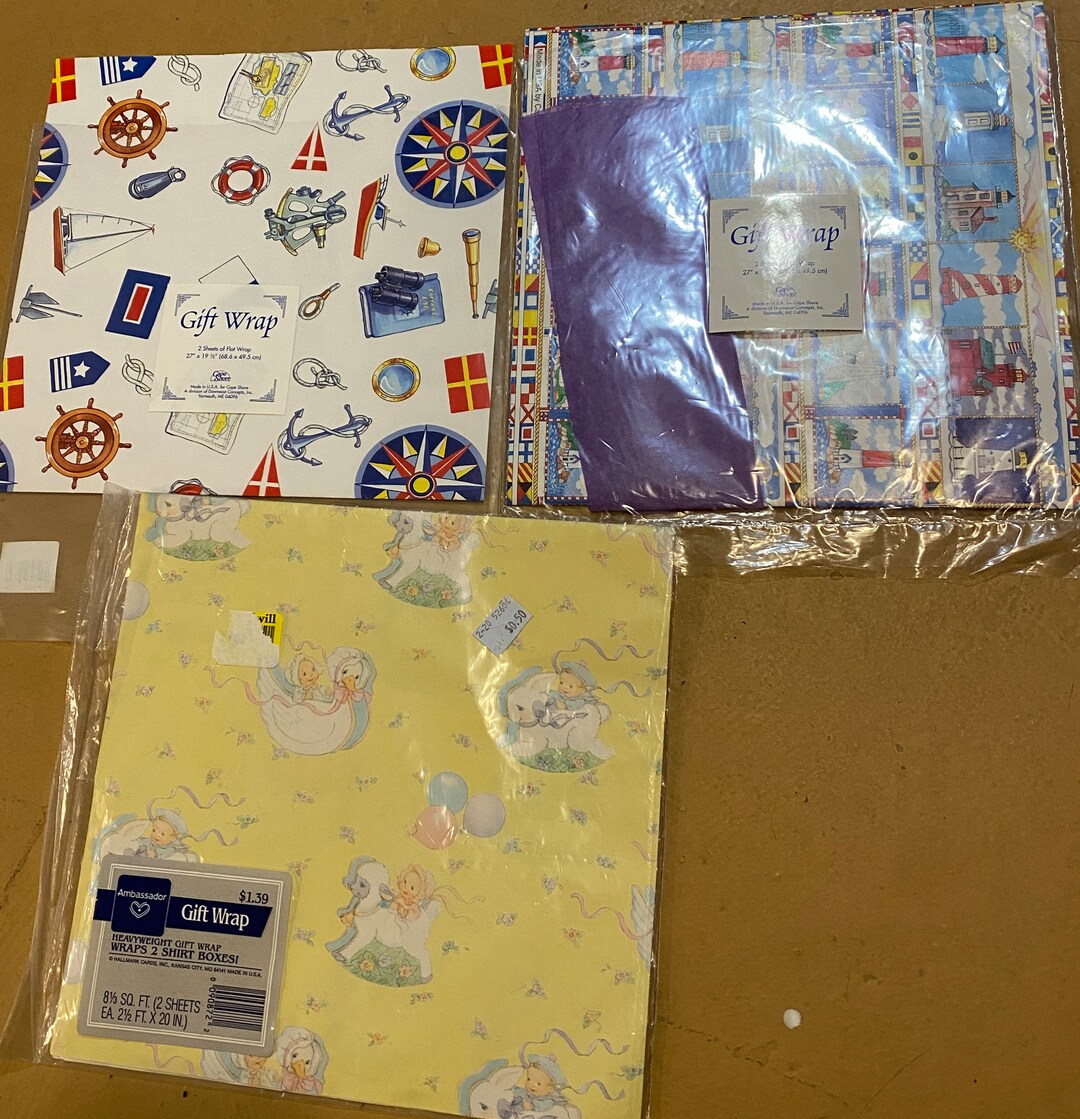 Vintage Wrapping Paper Wraps 2 Shirt Boxes | 2 1/2’ X 20” | Baby ...