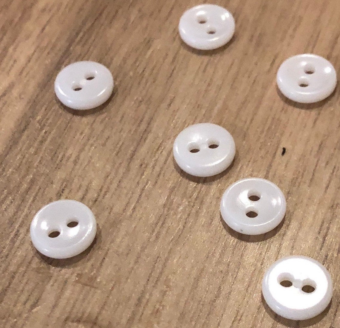 Tiny Flat Vintage Small Buttons White Smooth 7 Button Set Plastic ...