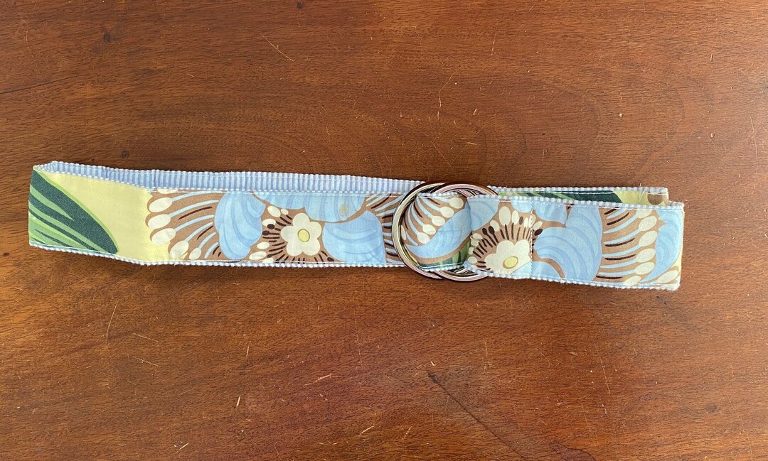 Groovy Fabric Yellow and Blue Floral Belt | 3" Width | Stripes ...