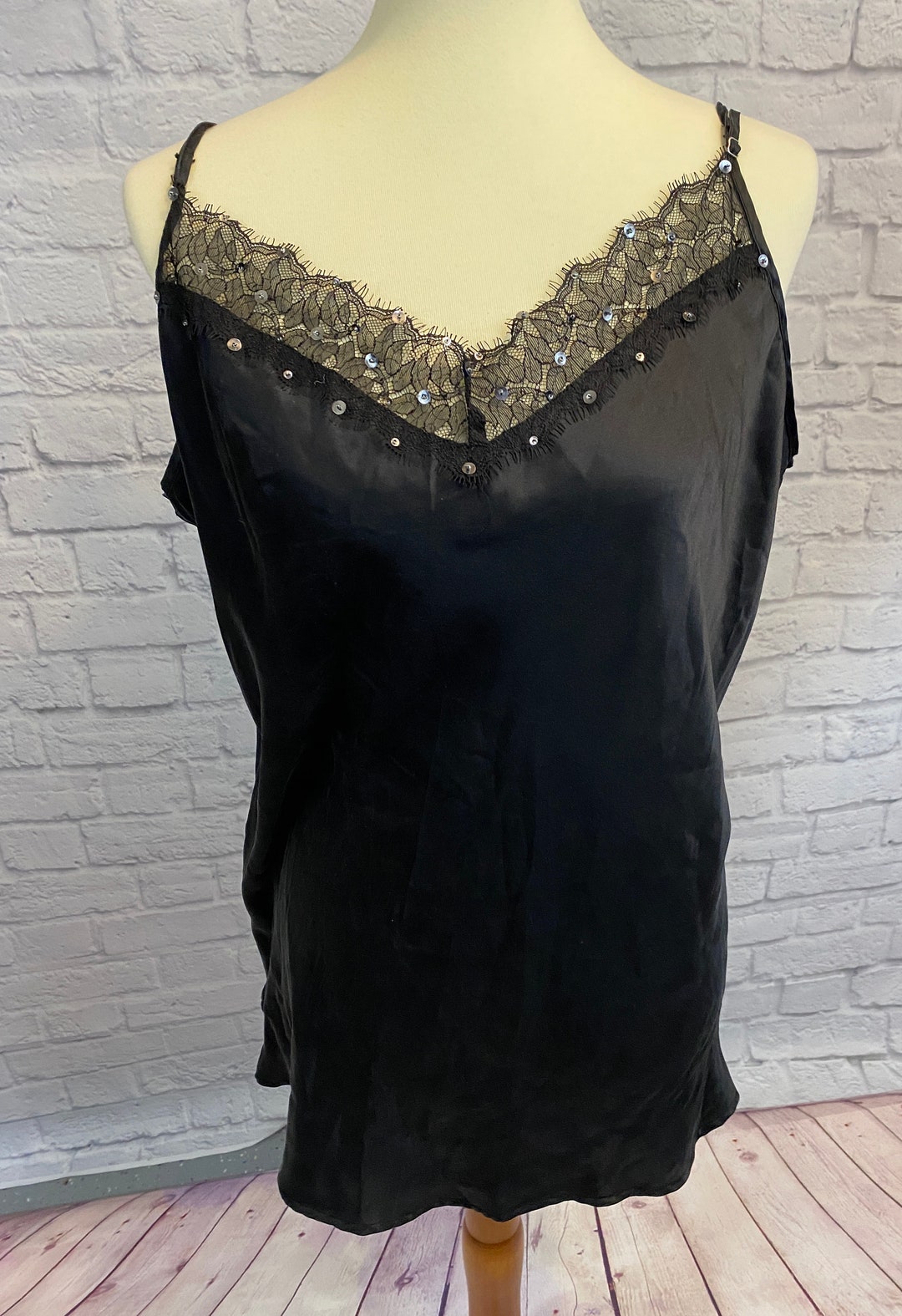 Silky Black Camisole Size 22W Chemise Silk Metro Chemise Nighty Tank ...