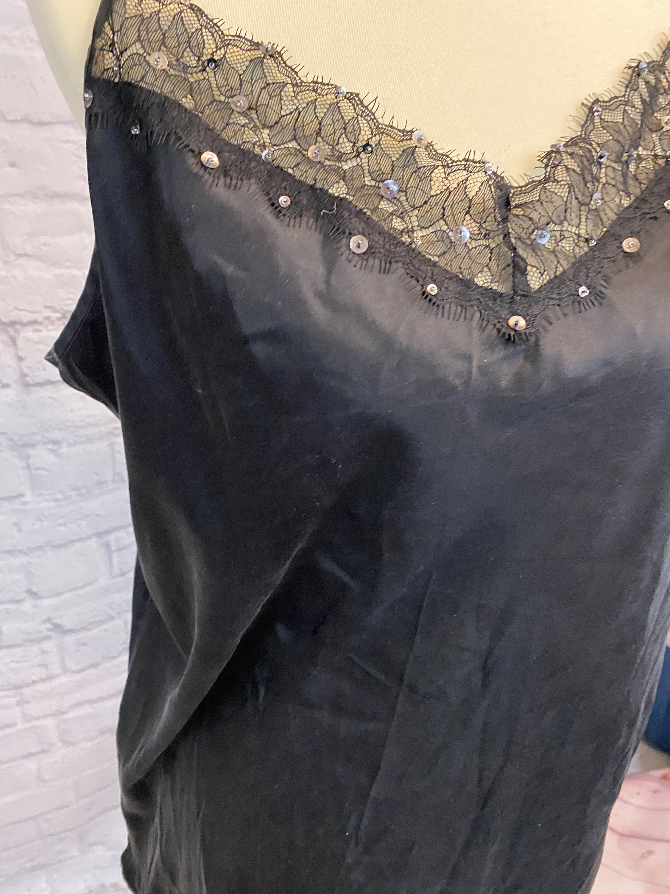 Silky Black Camisole Size 22W Chemise Silk Metro Chemise Nighty Tank ...