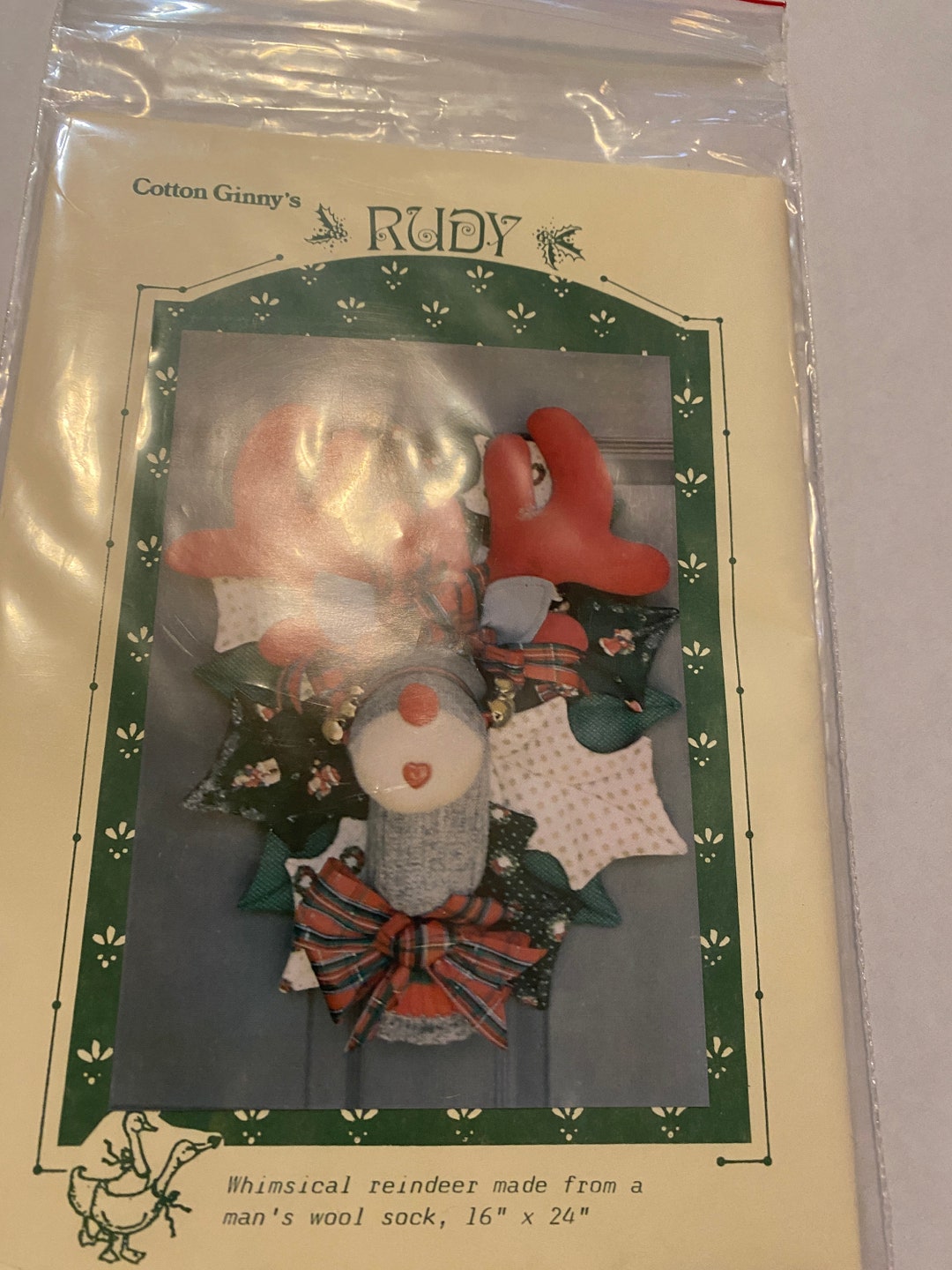 Vintage Craft Pattern Rudy Whimsical Reindeer Made From Mans Wolf Sock ...