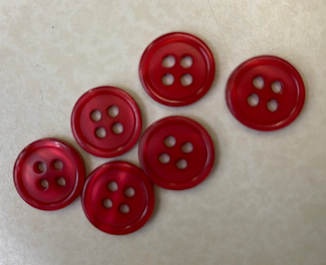 Vintage Buttons Little Red Buttons Fashion Cute 4 Hole Sewing Supplies ...