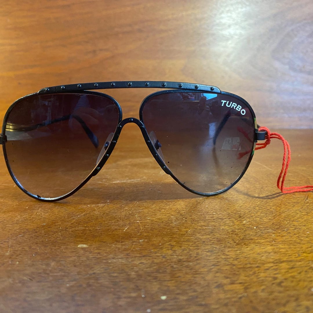 Vintage Turbo Aviator Sunglasses Gradient Lenses Black Frame Unisex ...