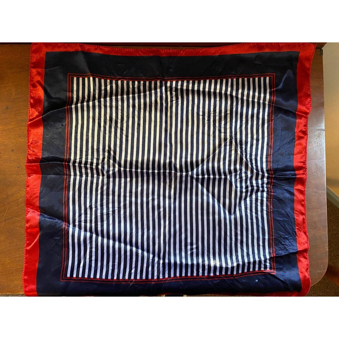 Classic Vintage Scarf Nautical Design Red and Blue 20x20" Elegant ...