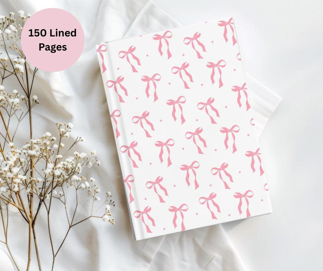 Pink Bow Notebook for Girl Journal Lined Notebook Back to School ...