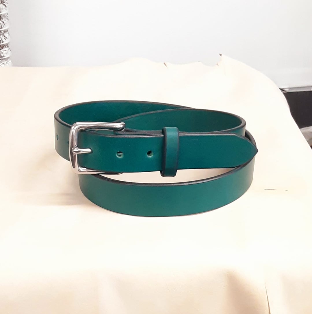Handcrafted Dark Teal Full-grain English Bridle Leather Belt - Etsy