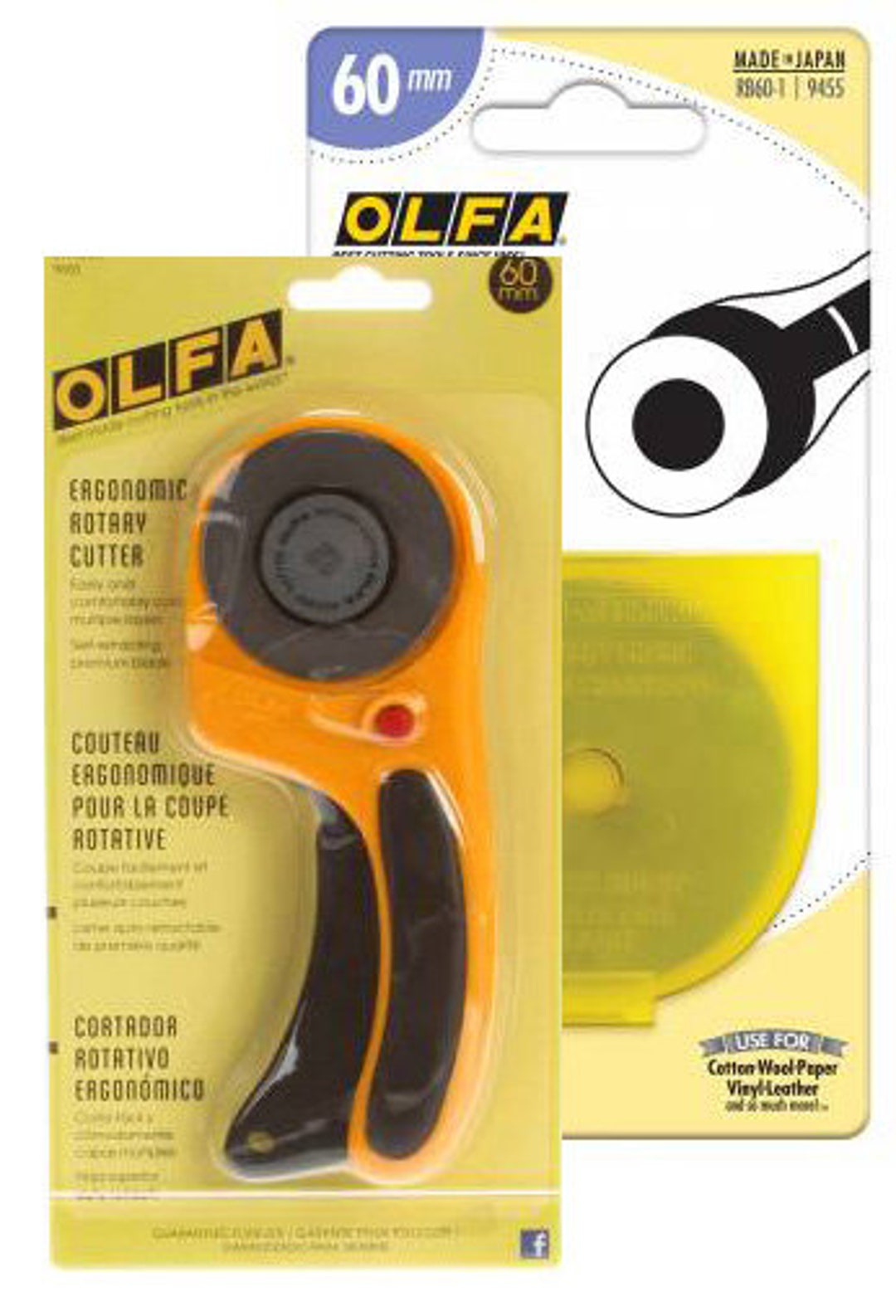 Olfa 60mm Deluxe Ergonomic Rotary Cutter Plus 2 Additional Blades - Etsy