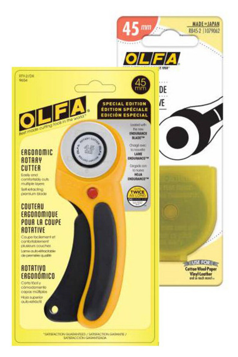 Olfa 45mm Deluxe Ergonomic Rotary Cutter Plus 2 Additional Blades - Etsy