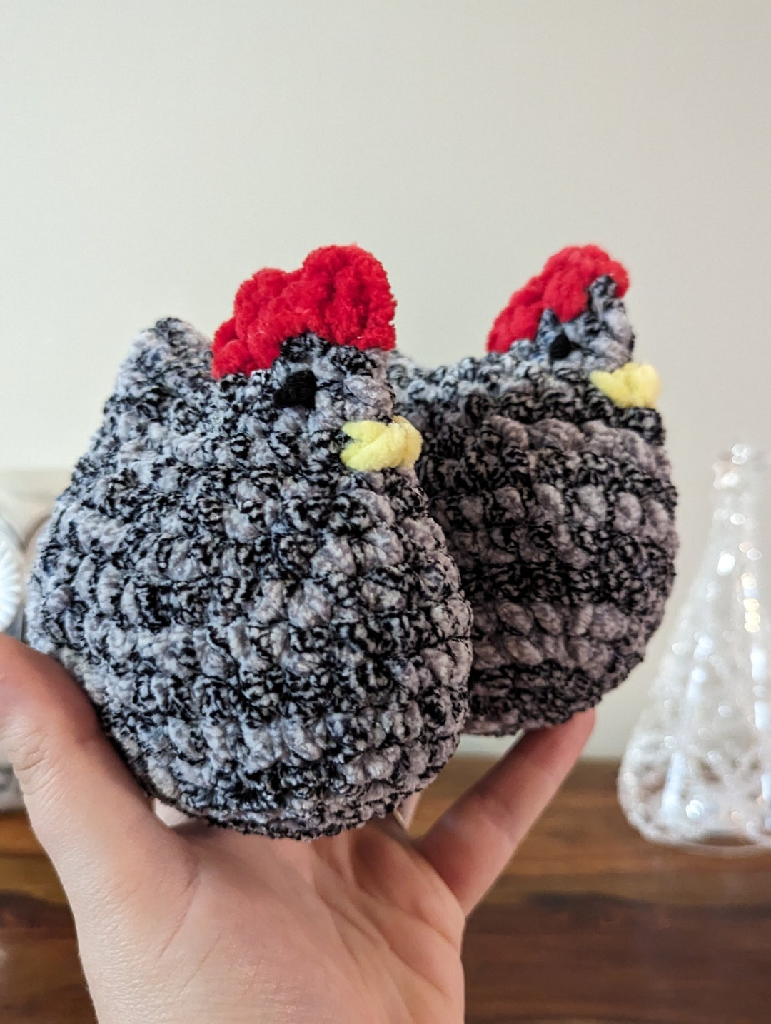 Cute Chicken Plushie, Homemade Crochet Decor, Cuddly Toy, Easter Gift ...