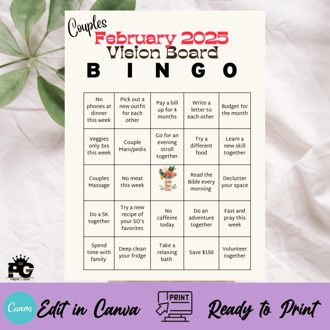 Couples Vision Board Bingo Vision Planning Vision Board Builder Kit New ...