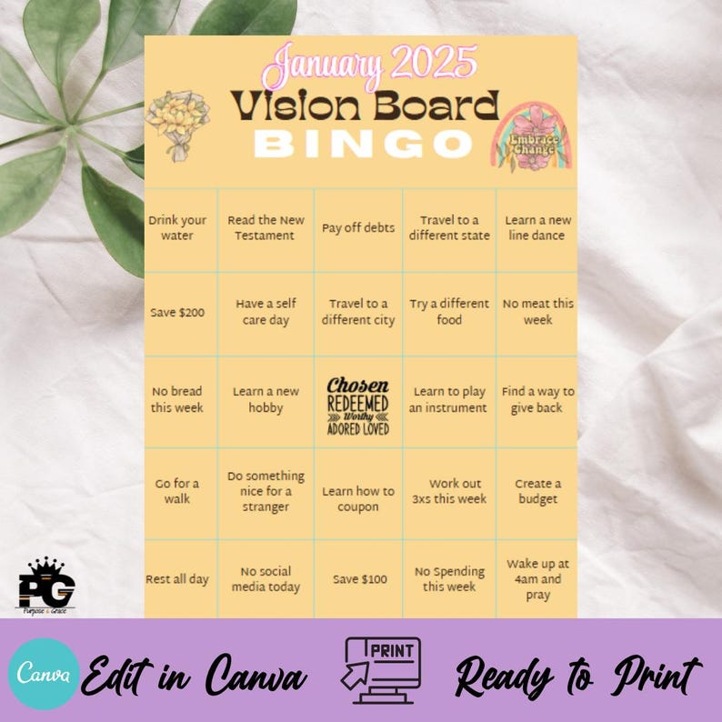 Vision Board Bingo, New Years Bingo - Etsy