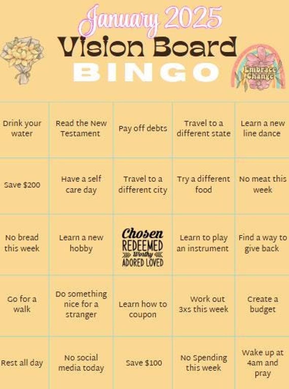 Vision Board Bingo 2025 - Etsy